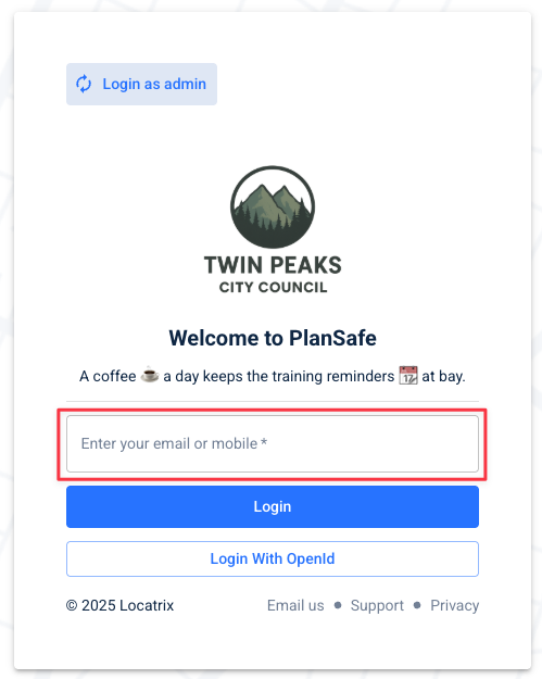 Logging into PlanSafe – Locatrix