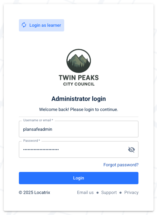 Logging into PlanSafe – Locatrix